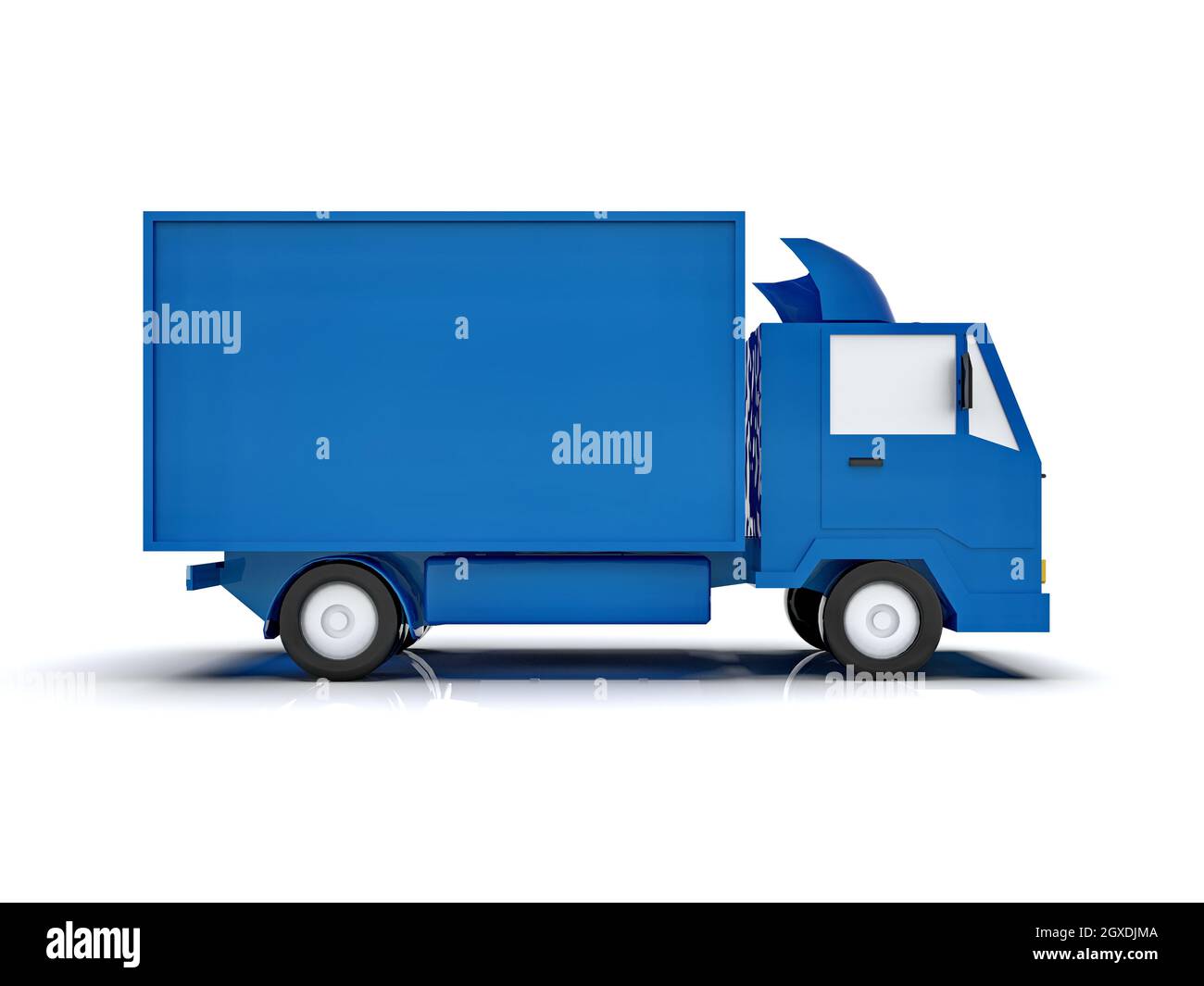 Blue Toy Commercial Delivery Truck on a White Background isolated ...