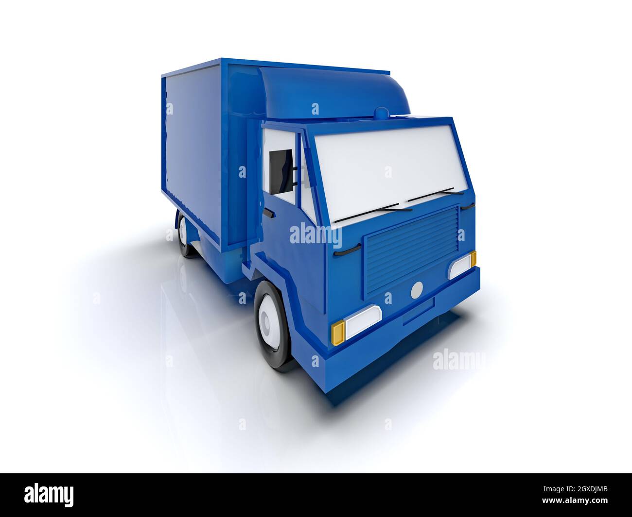 Blue Toy Commercial Delivery Truck on a White Background isolated ...