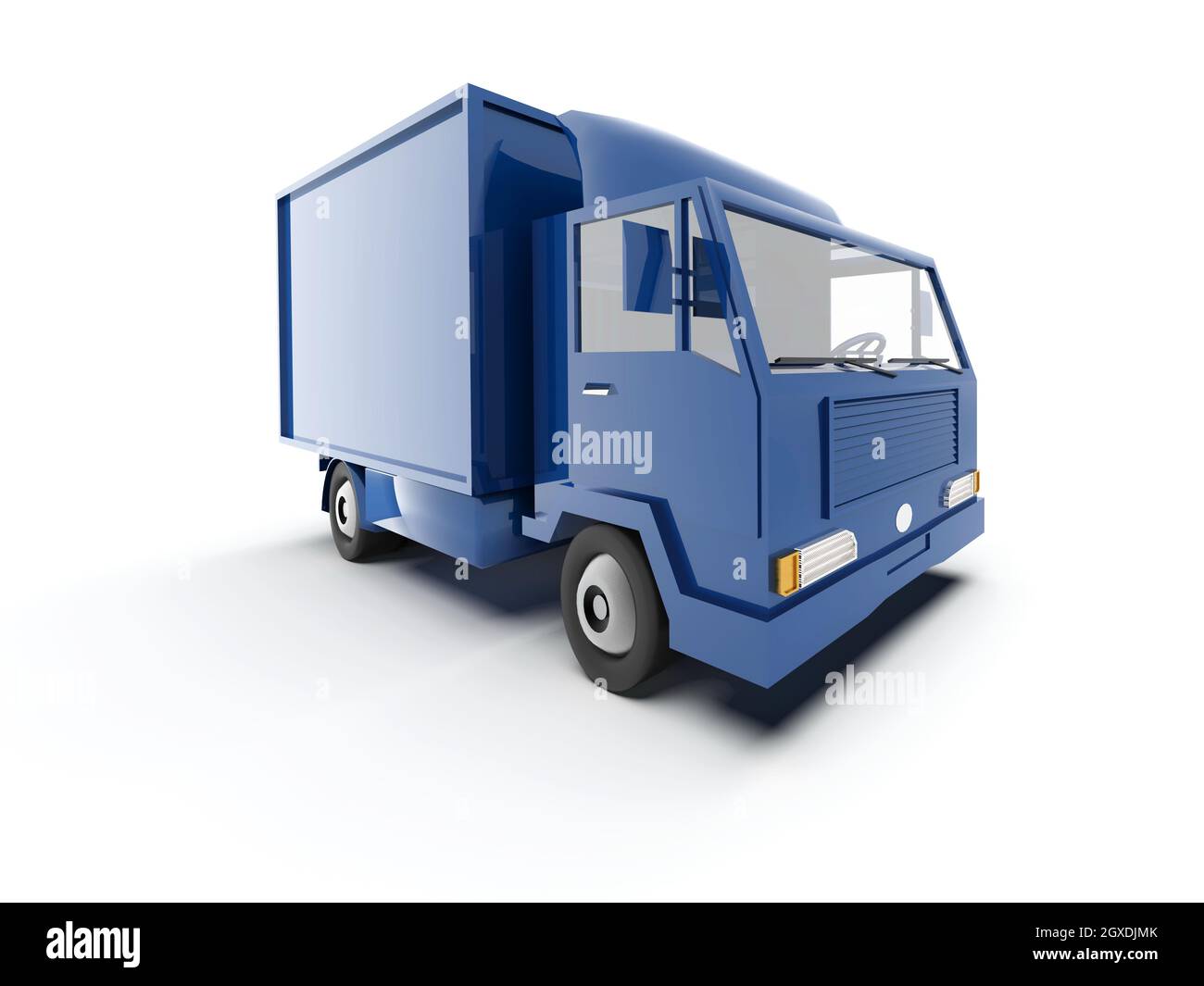 Blue Toy Commercial Delivery Truck on a White Background isolated ...