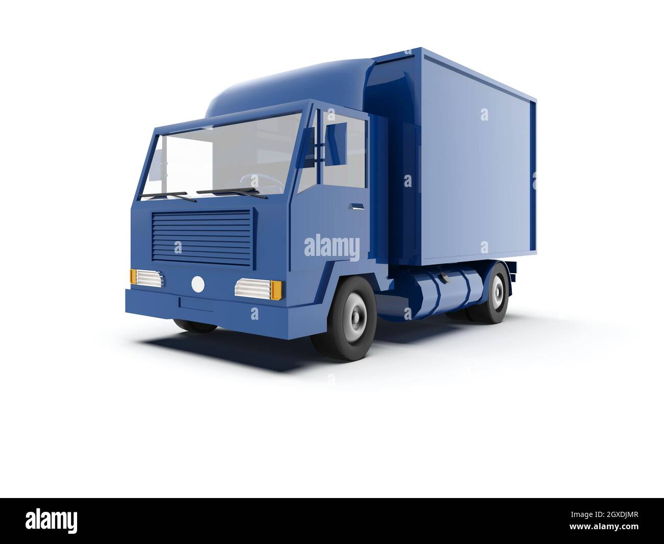 Blue Toy Commercial Delivery Truck on a White Background isolated ...