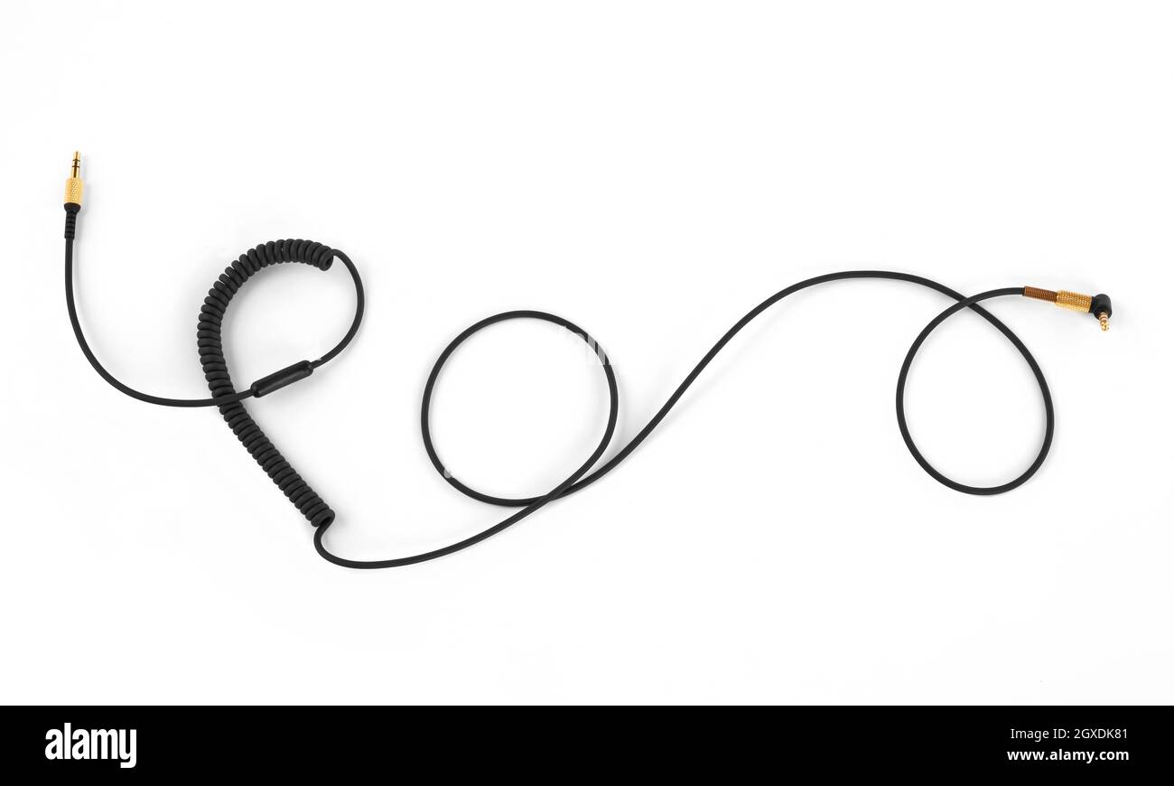 Audio jack tangled cable isolated Stock Photo - Alamy