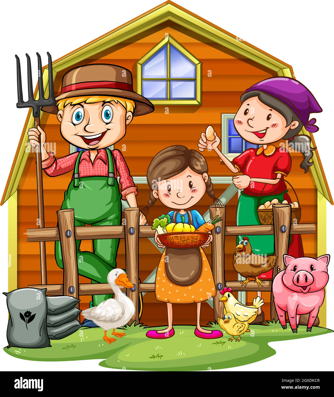 Farmhouse on landscape Stock Vector Images - Alamy