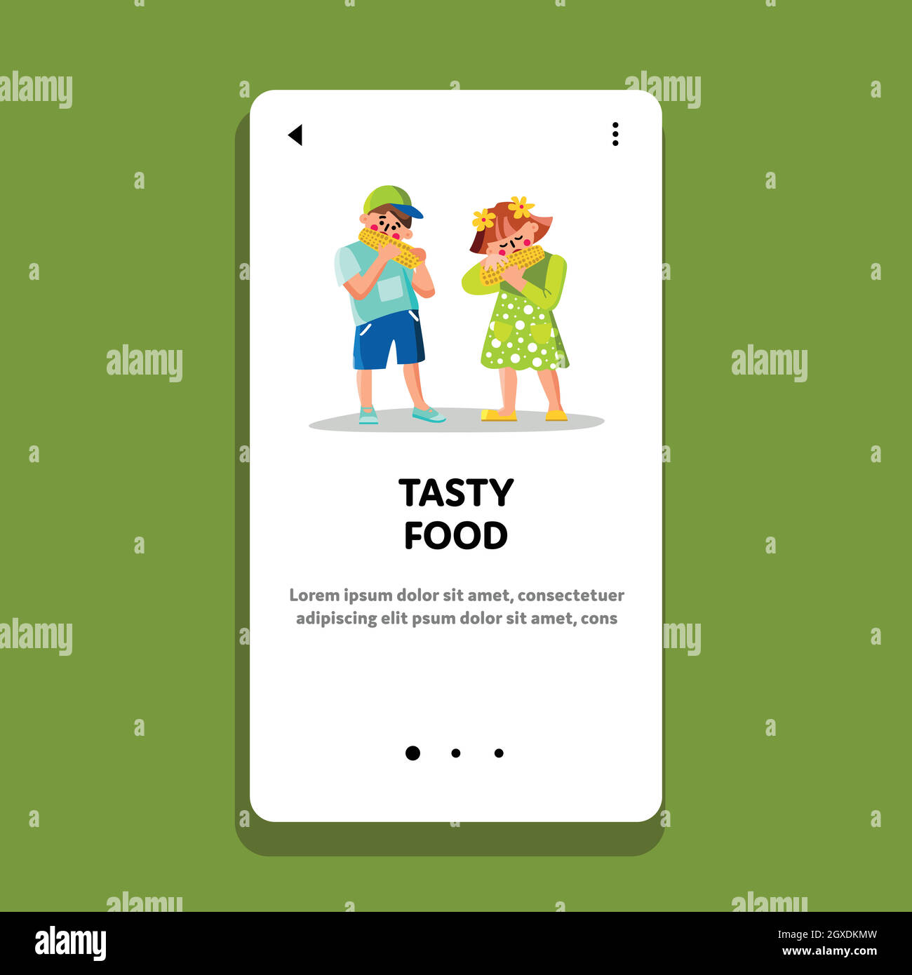 Tasty Food Boiled Corn Eating Children Vector Stock Vector Image & Art ...