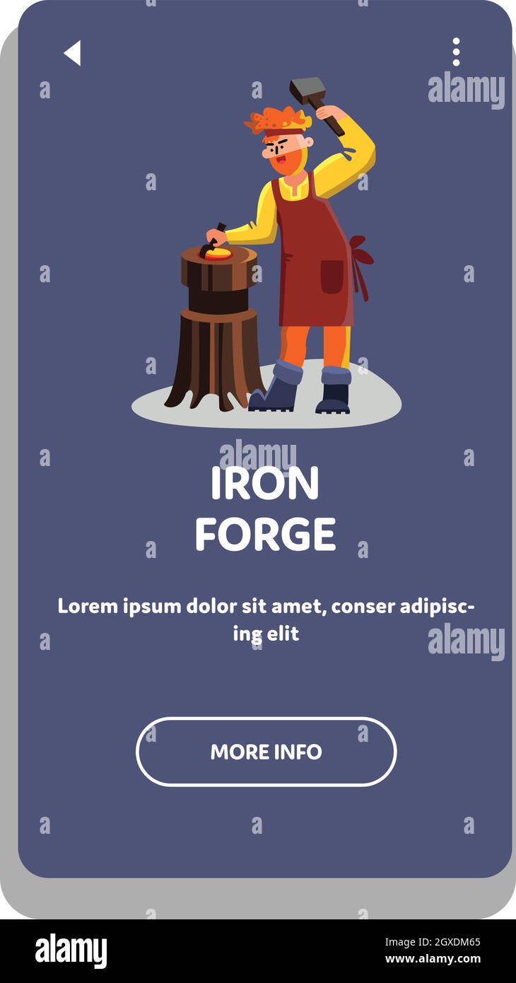 Iron Forge Worker With Hammer Instrument Vector Stock Vector Image ...