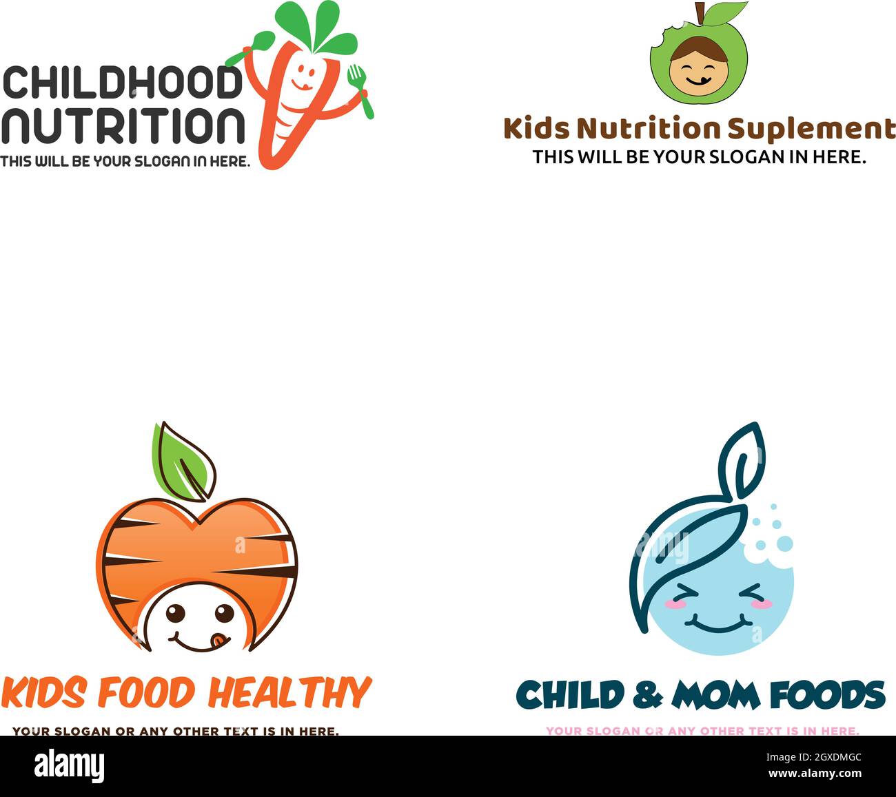 kids healthy vitamin vegetable supplement logo design Stock Vector ...