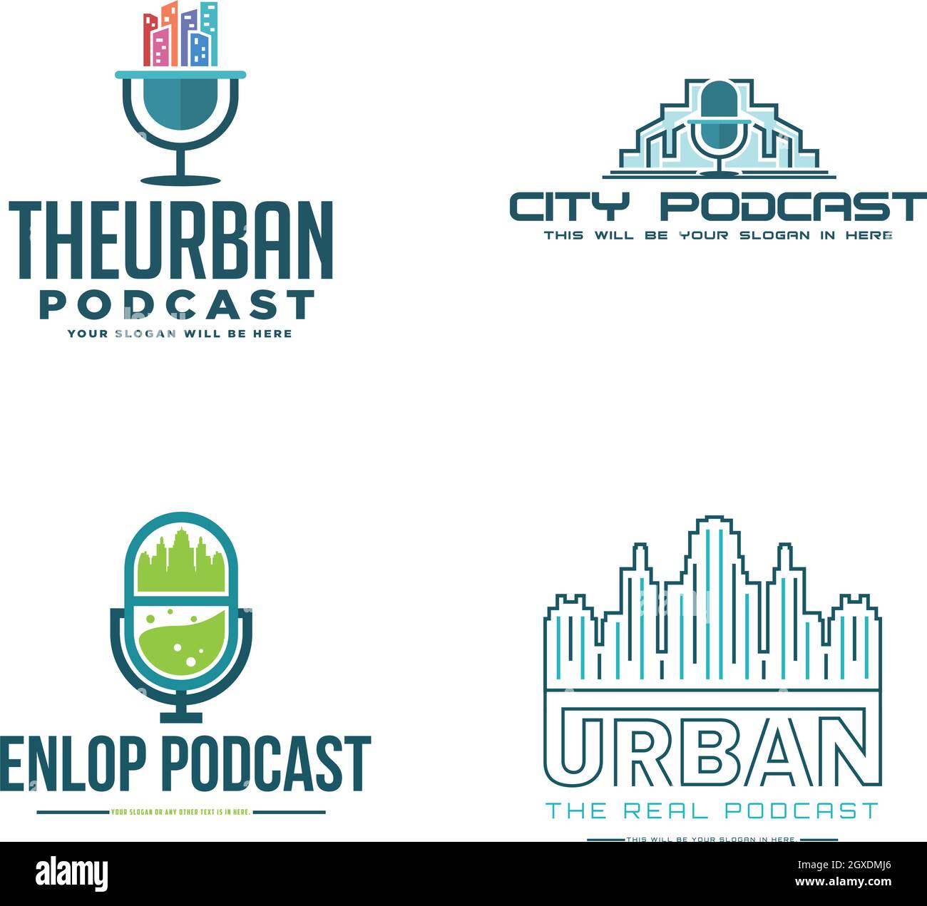 Podcast building real estate logo design Stock Vector Image & Art - Alamy