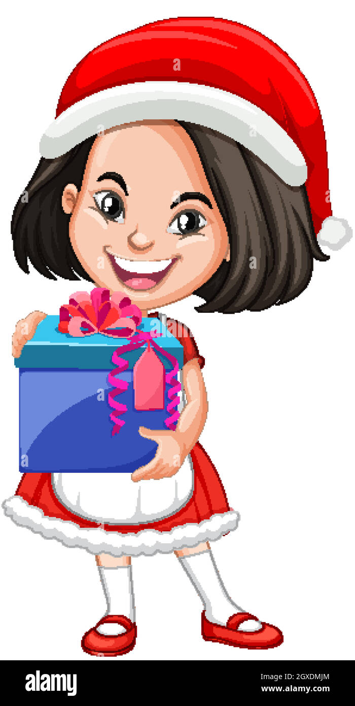 Child holding gift box Stock Vector Images - Alamy