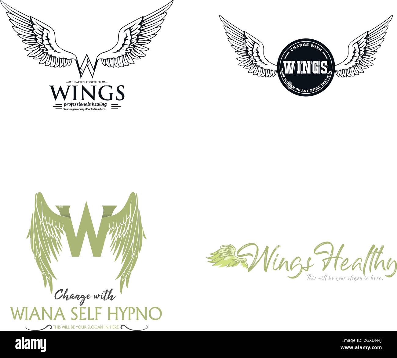 Set of wings initial lettering logo design Stock Vector Image & Art - Alamy