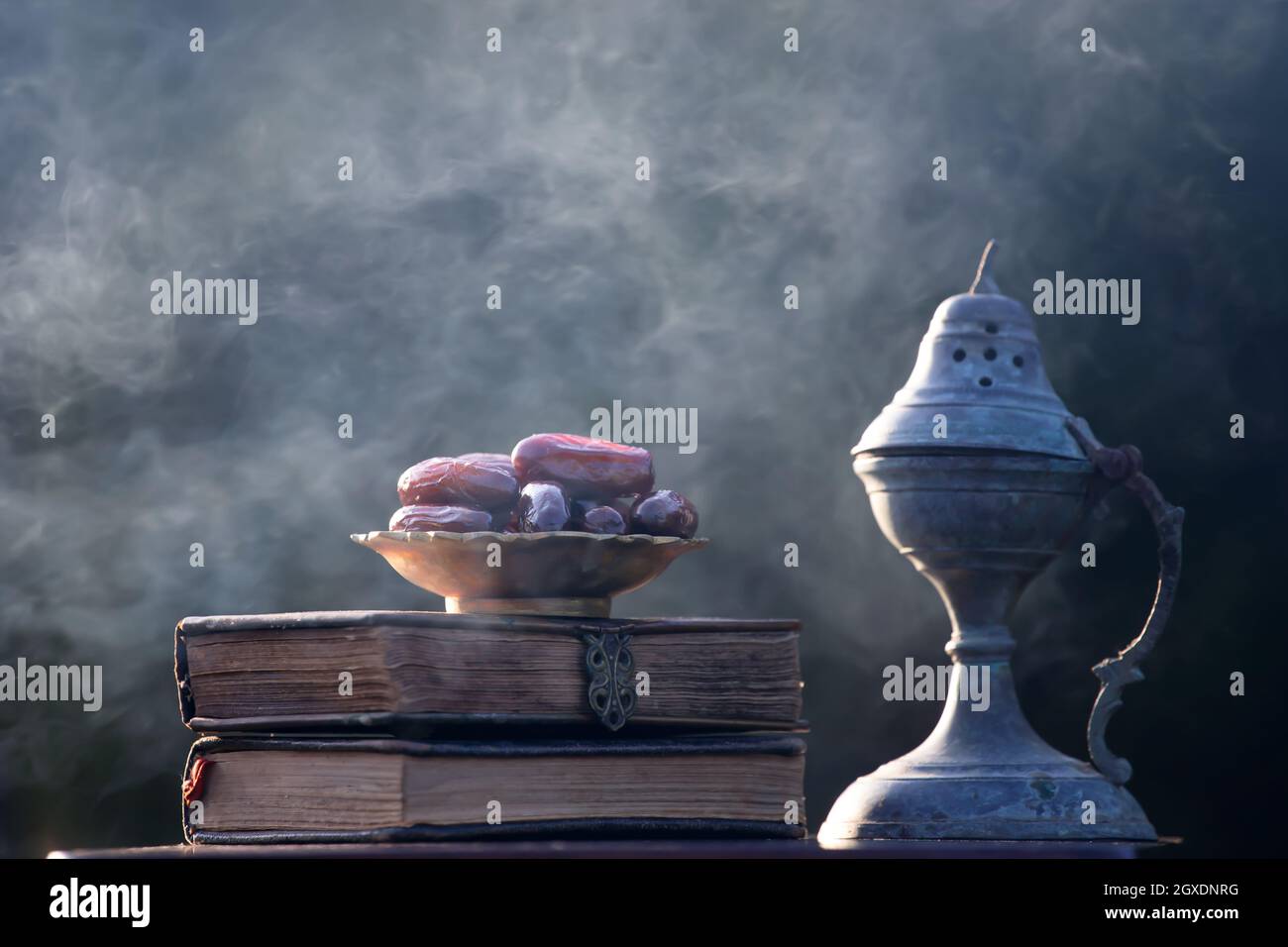 Festive greeting card for Muslim holy month Ramadan Kareem with dates ...