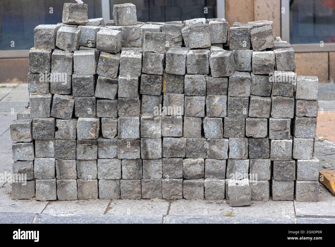 Stacked Cobblestones Material for Street Pavement Construction Site ...