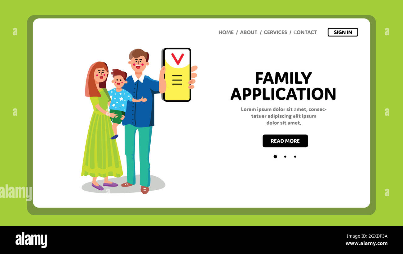 Family Application Installed On Smartphone Vector Illustration Stock ...