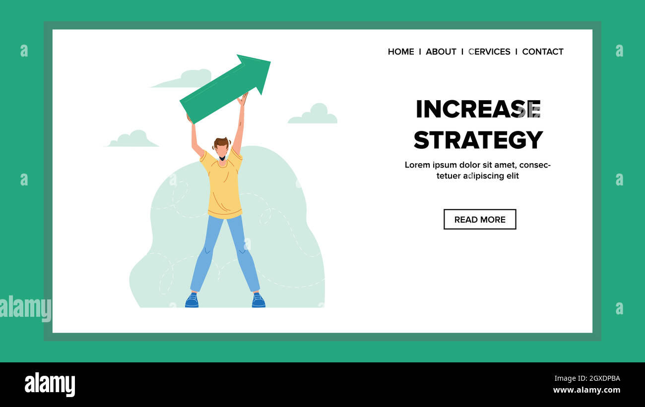 Increase Strategy Board Holding Young Man Vector Stock Vector Image ...