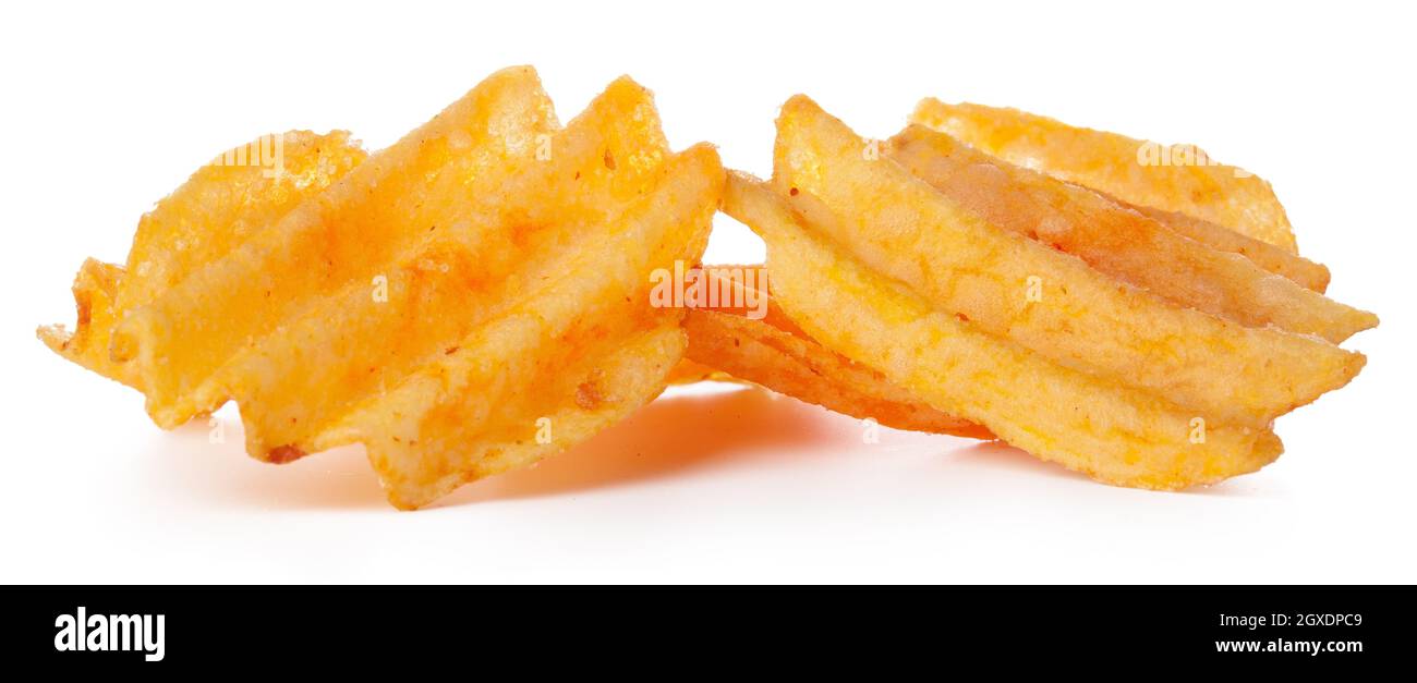 Ribbed potato chips isolated on white background Stock Photo - Alamy