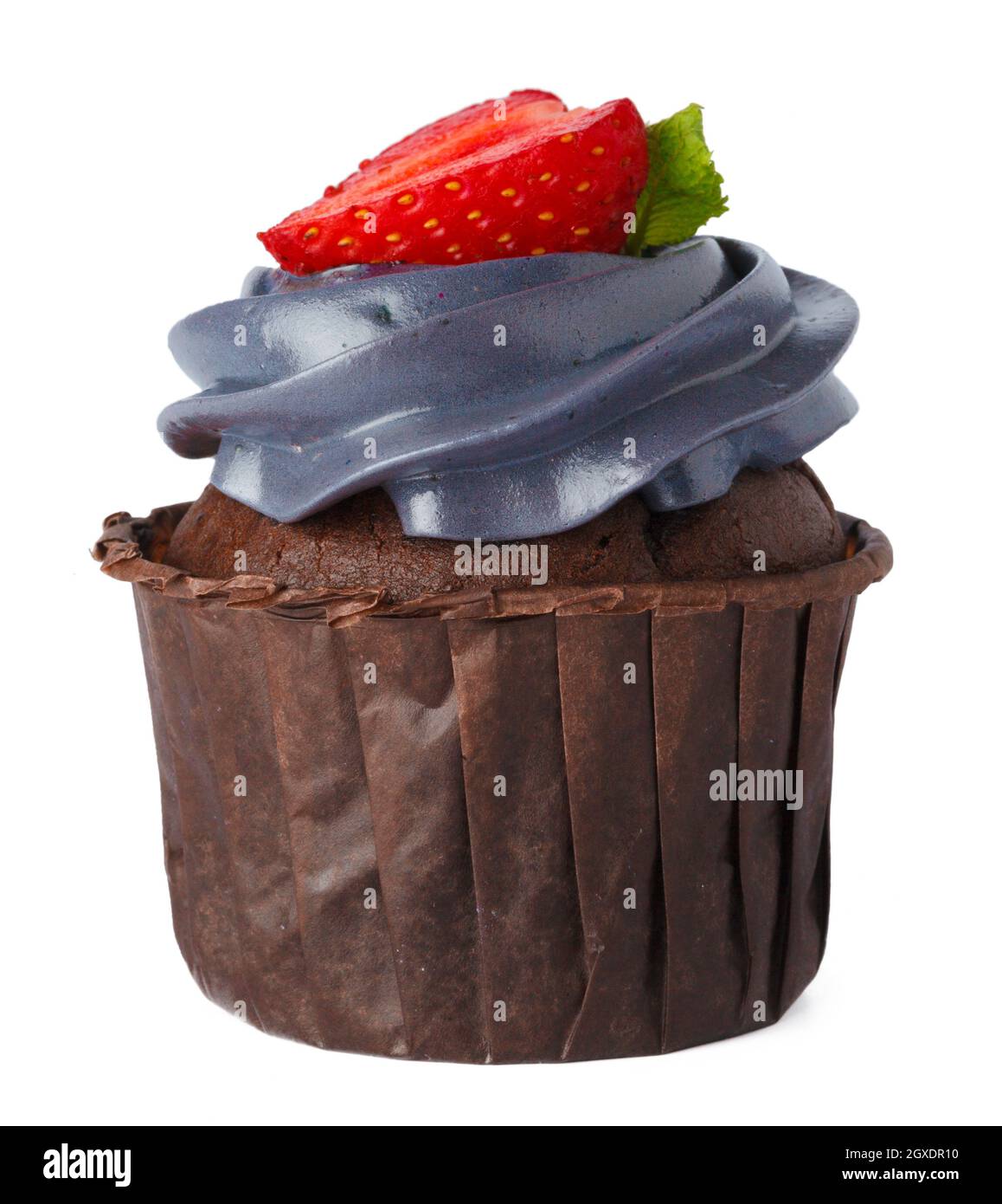 Single delicious cupcake with icing isolated on white background Stock ...
