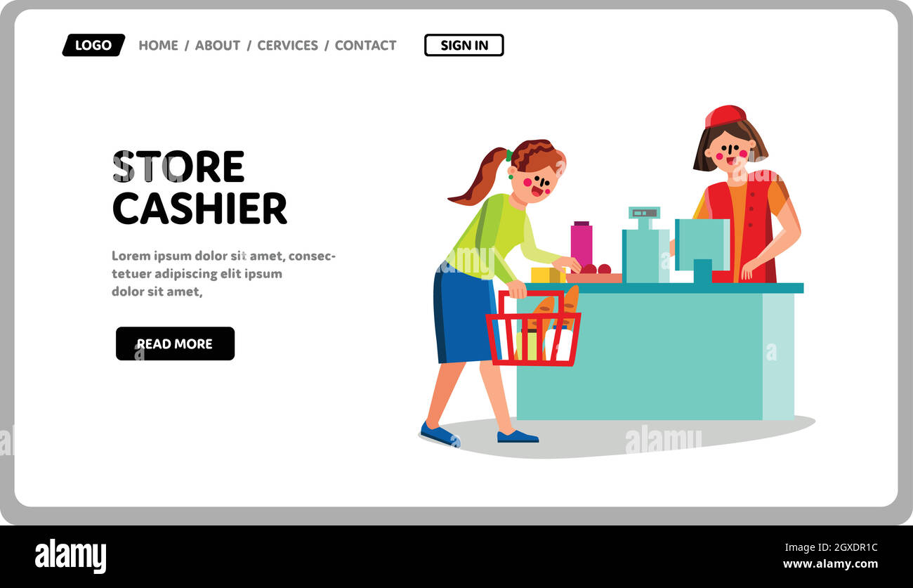 Paying in counter Stock Vector Images - Alamy