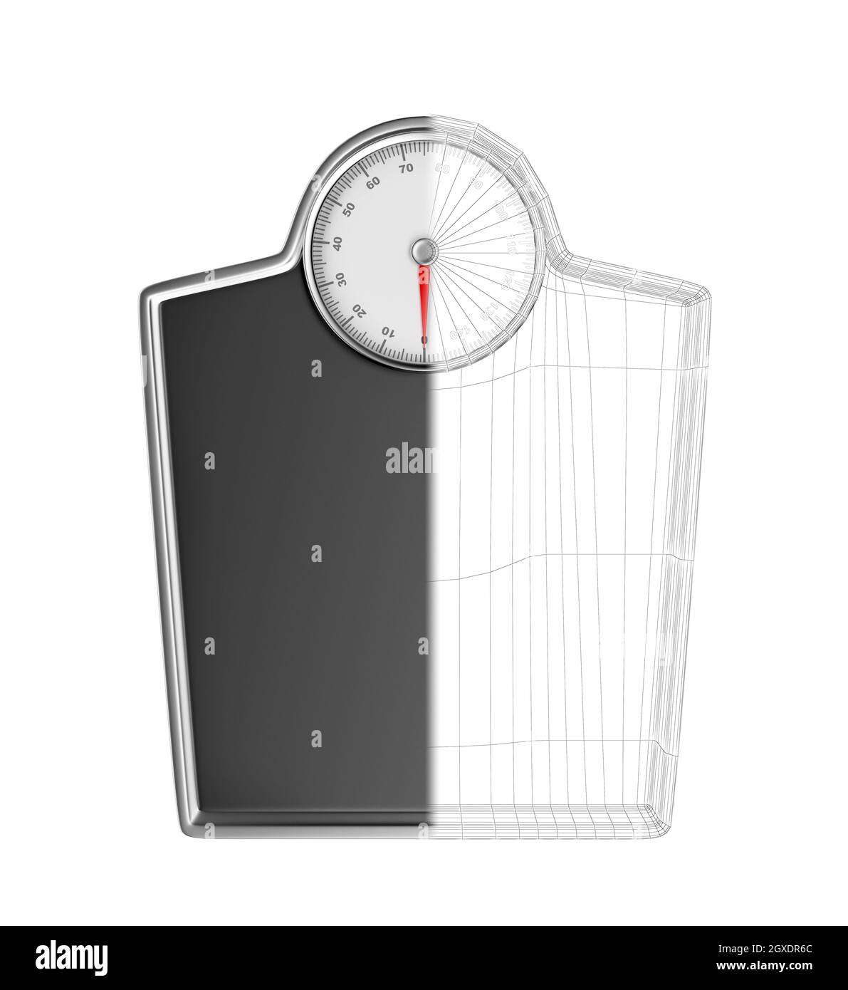 3D model of mechanical weighing scale, top view. Isolated on white ...