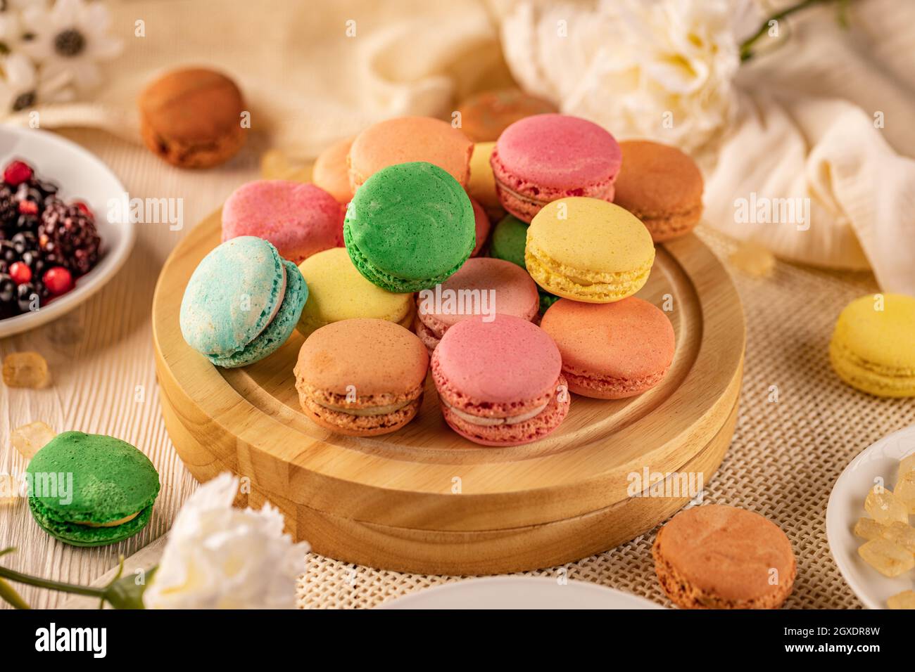 French macarons delicate sandwich cookies with a crisp exterior and ...