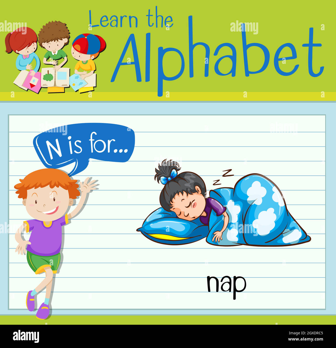 Flashcard letter N is for nap Stock Vector Image & Art - Alamy