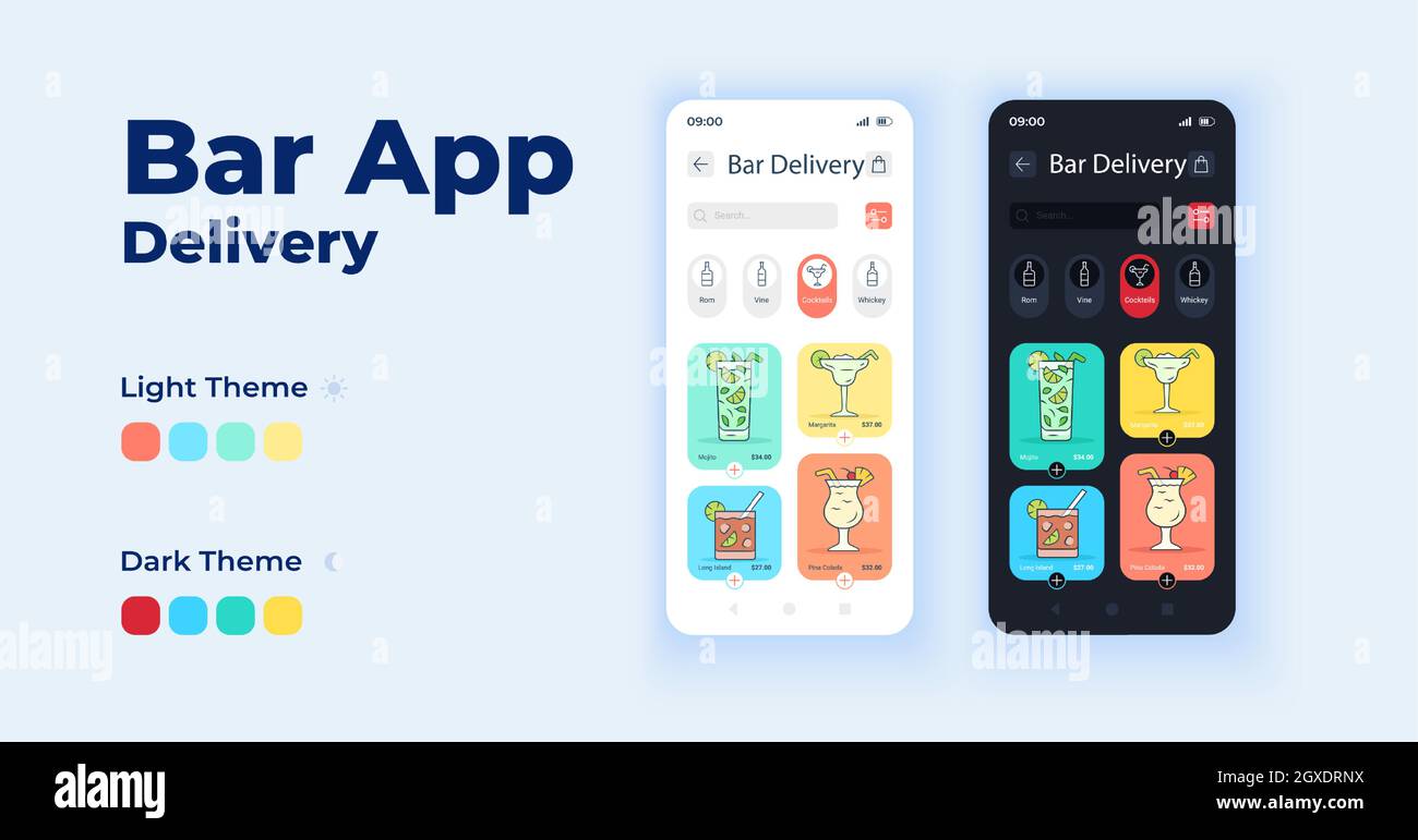Bar app cartoon smartphone interface vector templates set Stock Vector ... Bar app cartoon smartphone interface vector templates set Stock Vector ...