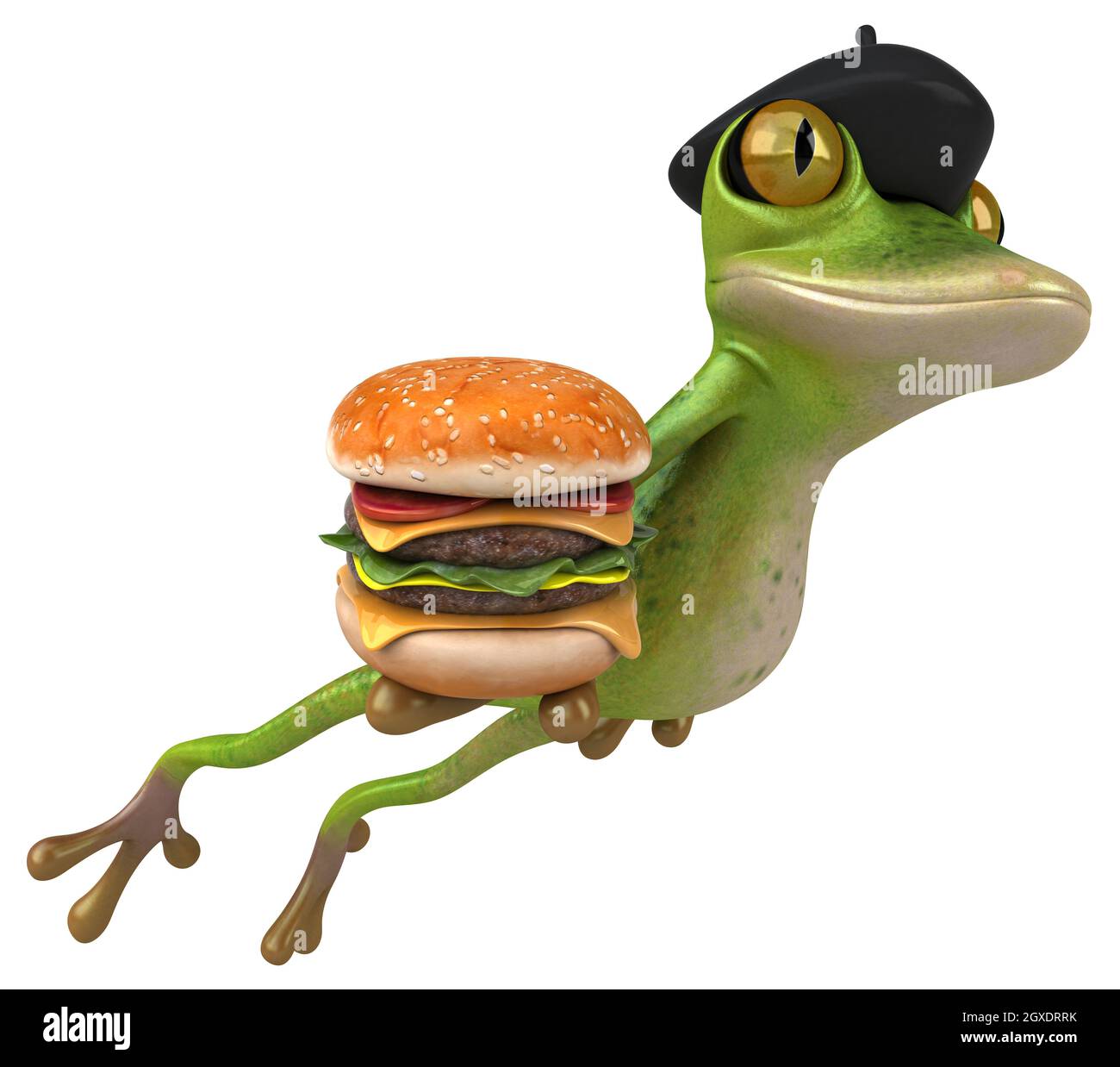 Fun french frog - 3D Illustration Stock Photo - Alamy