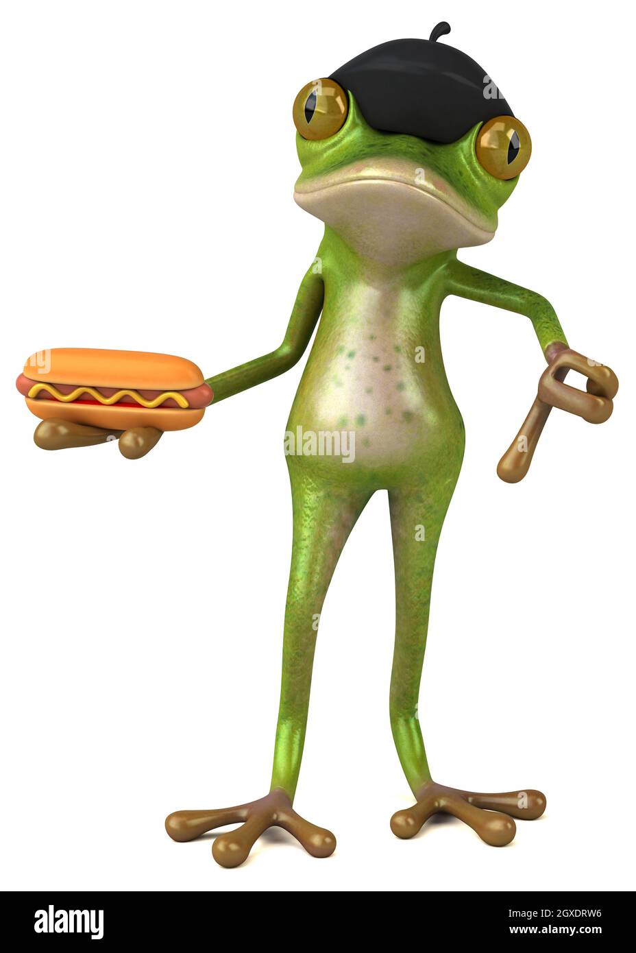Fun french frog - 3D Illustration Stock Photo - Alamy