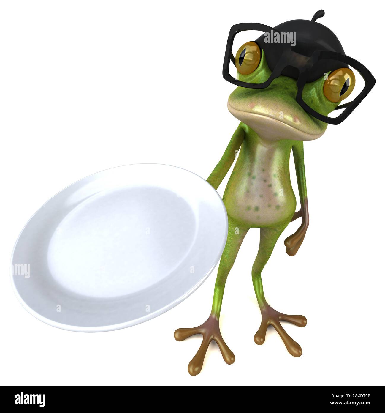 Fun french frog - 3D Illustration Stock Photo - Alamy