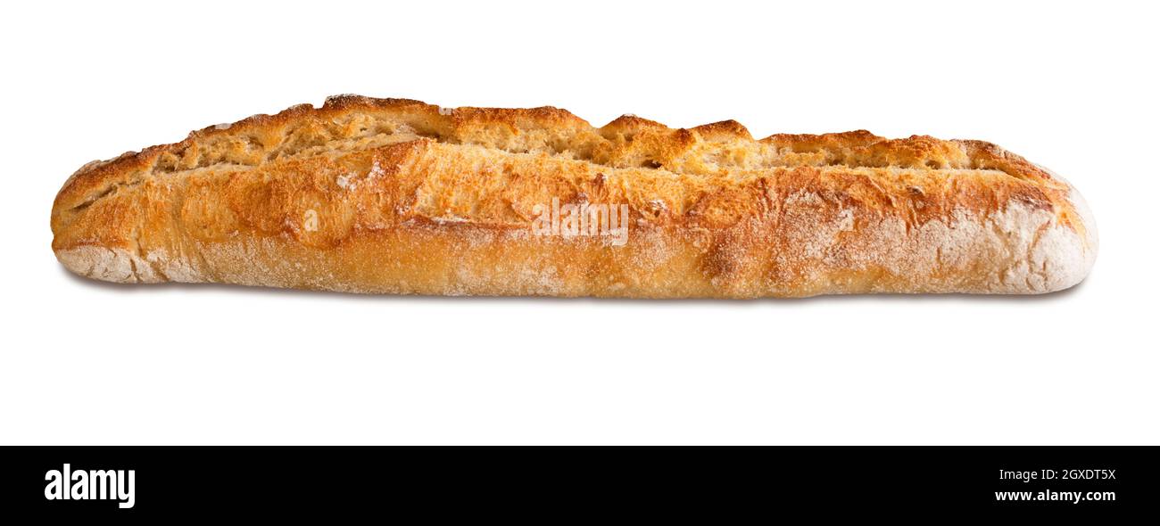 Fresh crispy french baguette isolated on white background Stock Photo ...