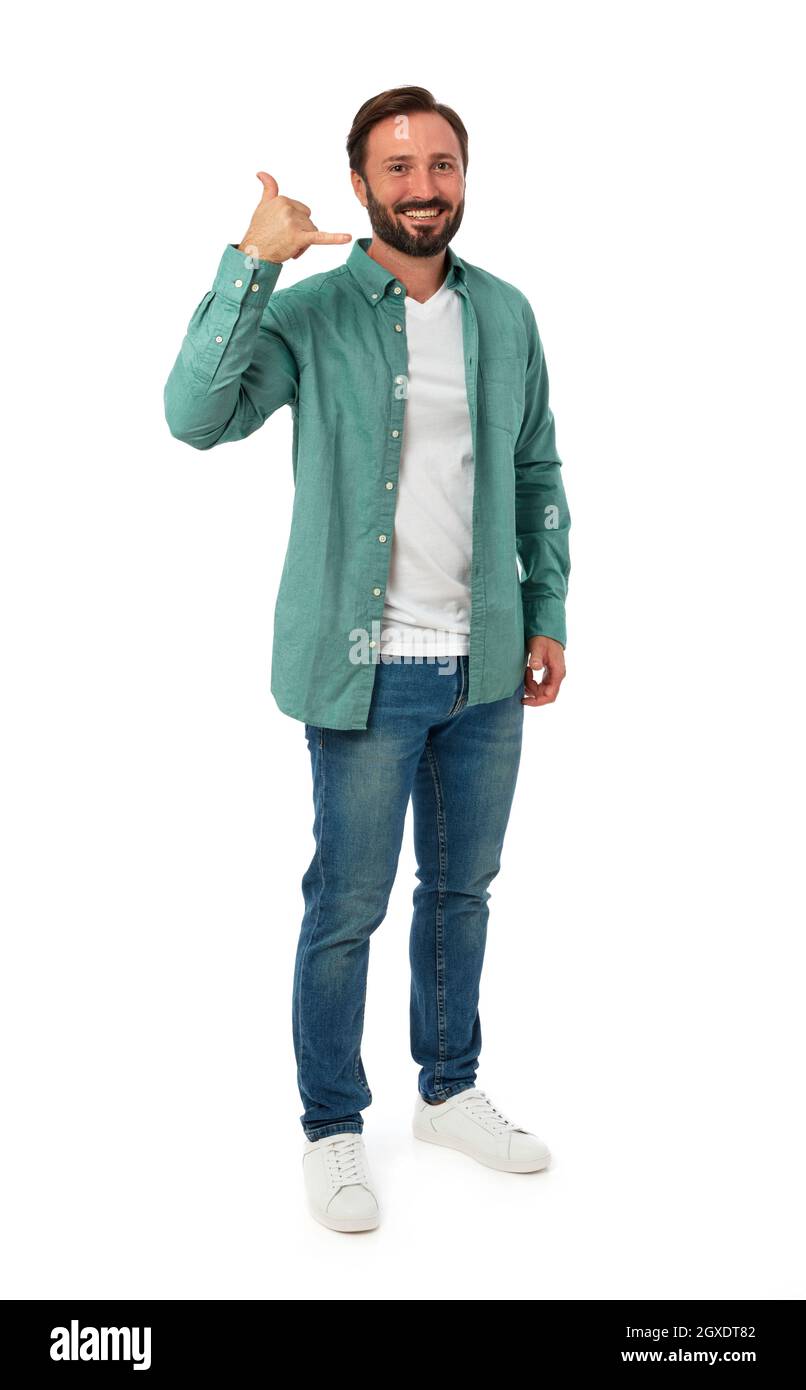 Young adult on white background Stock Photo - Alamy