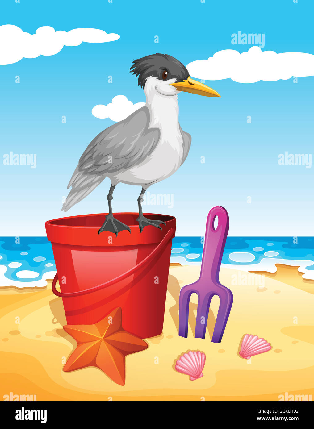 Seagull on sea beach sand Stock Vector Images - Alamy