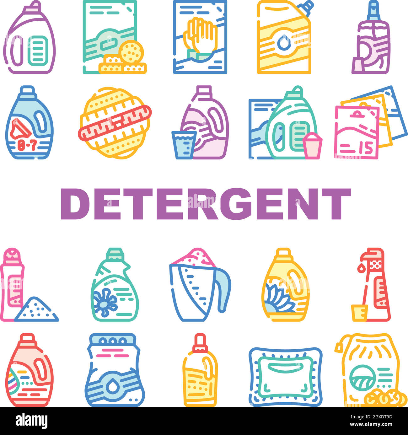 Detergent Washing Collection Icons Set Vector Stock Vector Image & Art ...