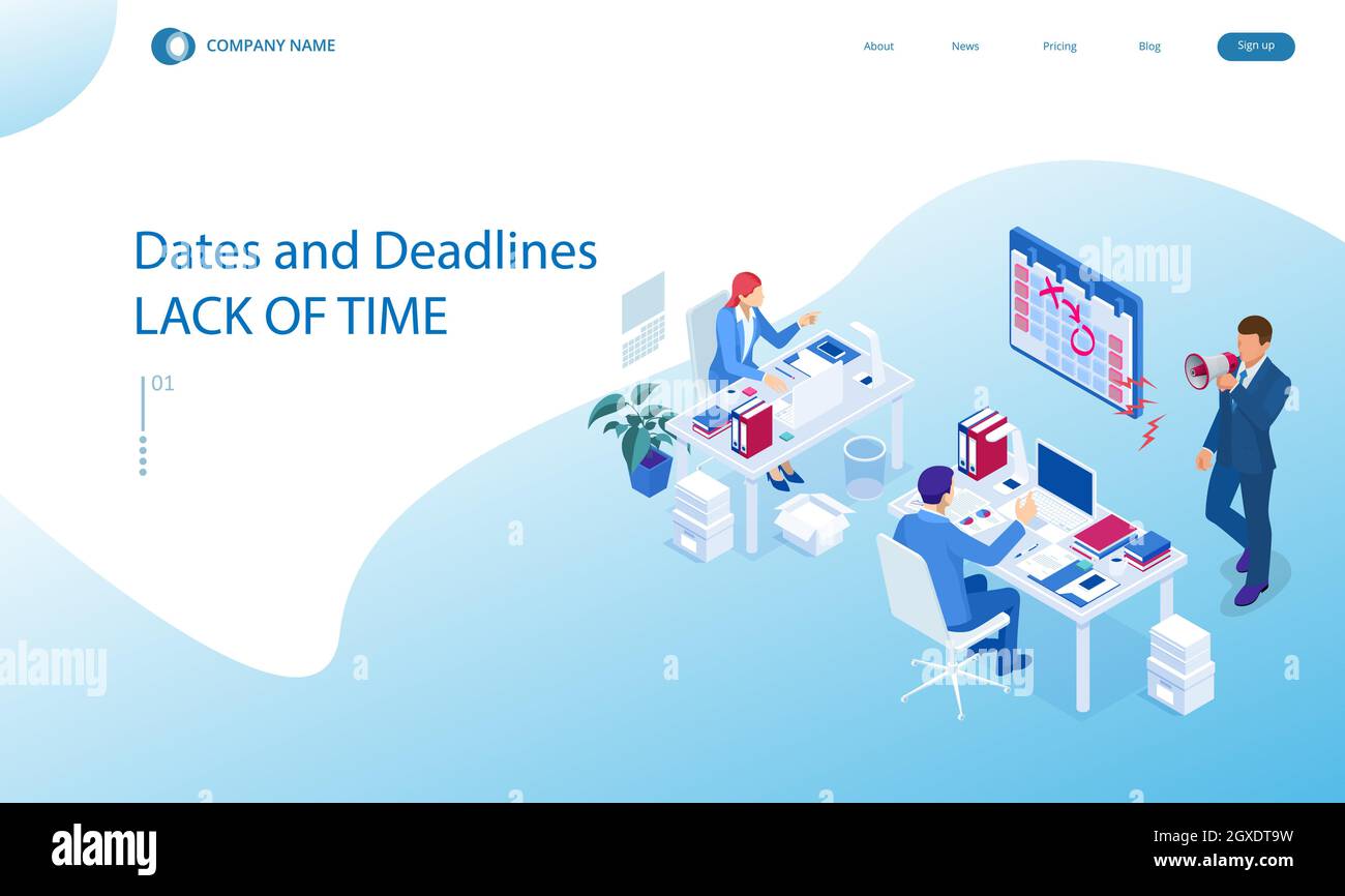 Isometric Project deadline. Time management on the road to success ...