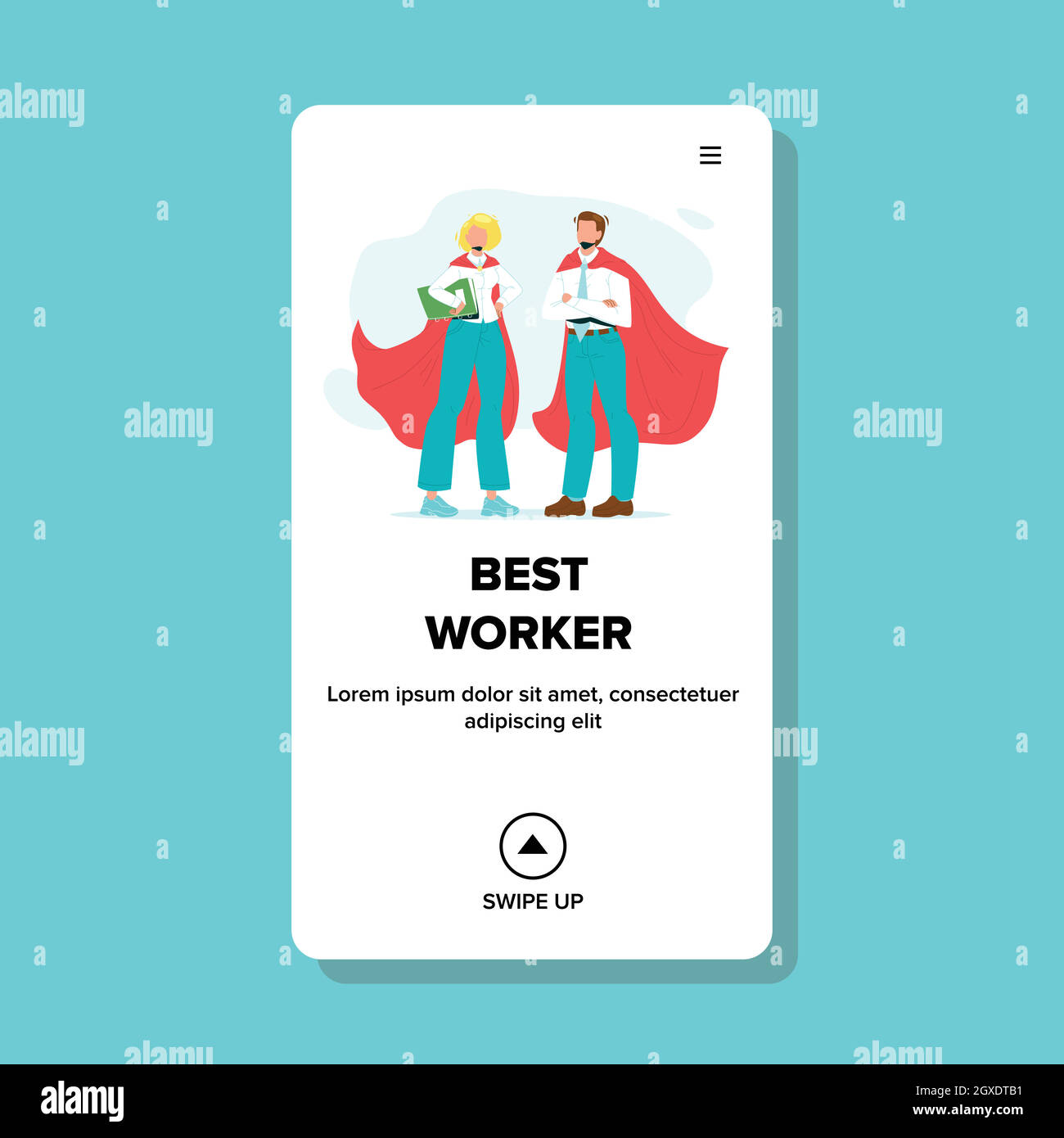 Best Worker Businesspeople Wear Hero Suit Vector Stock Vector Image ...