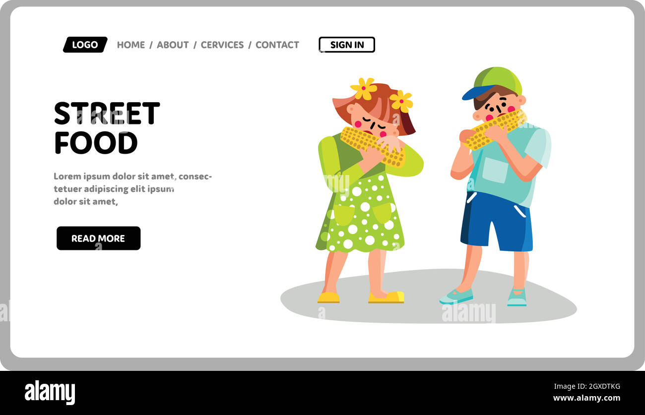 Girl eating sweet corn Stock Vector Images - Alamy