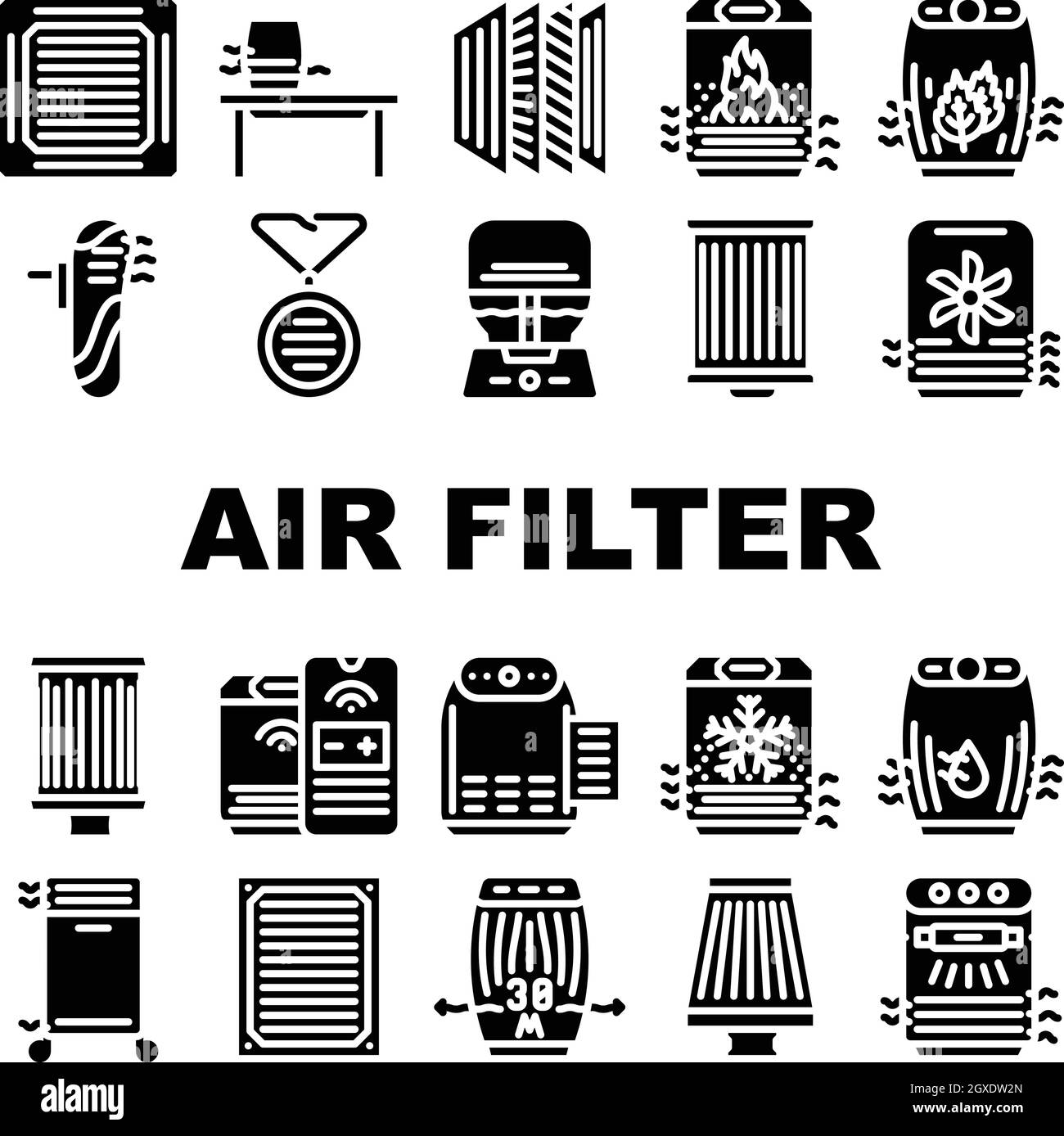 Air Filter Accessory Collection Icons Set Vector Stock Vector Image ...