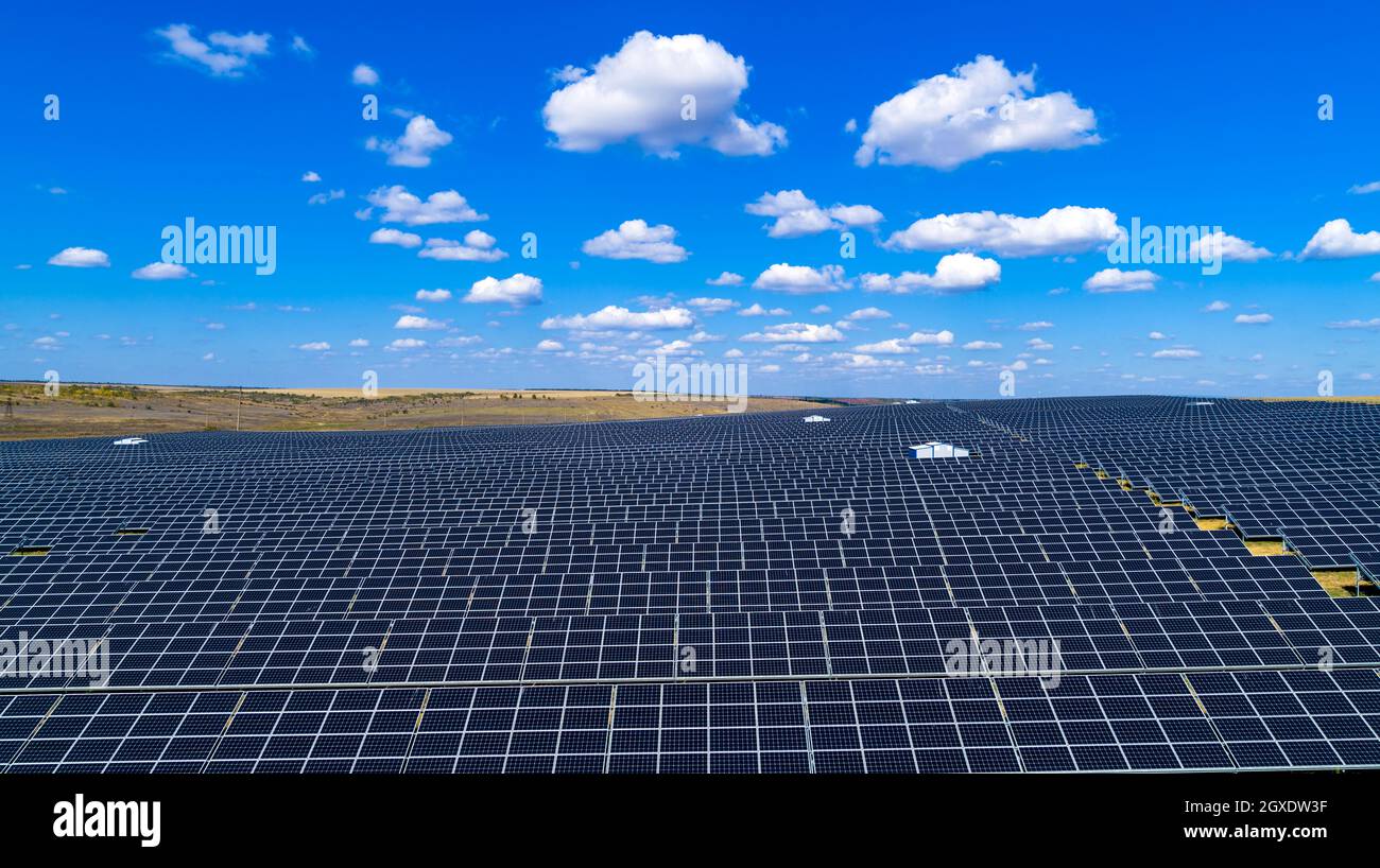 Solar Power Plant aerial view Stock Photo - Alamy