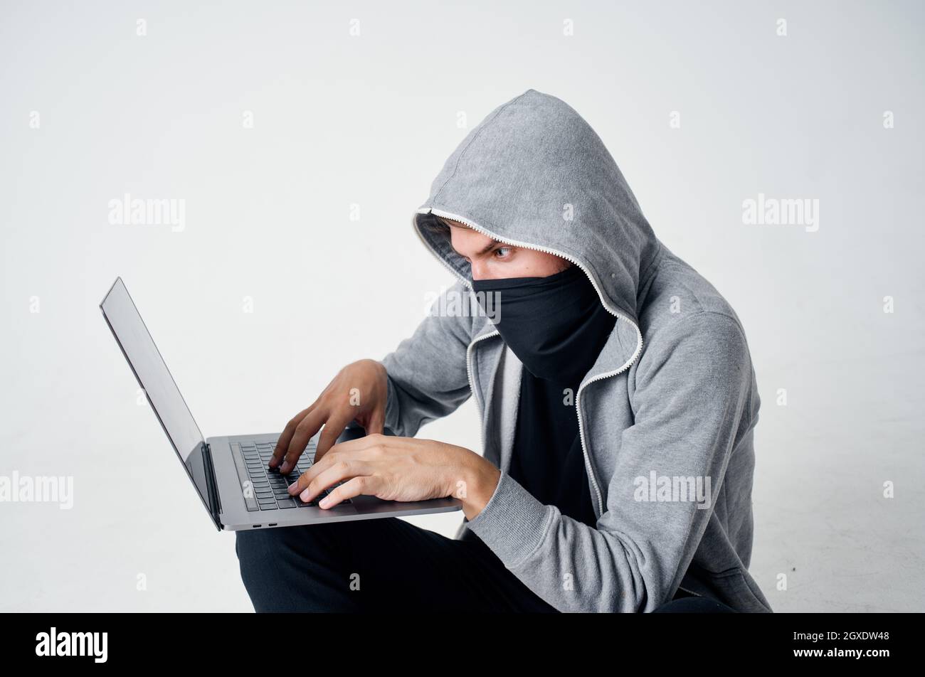hacker stealth technique robbery safety hooligan isolated background ...