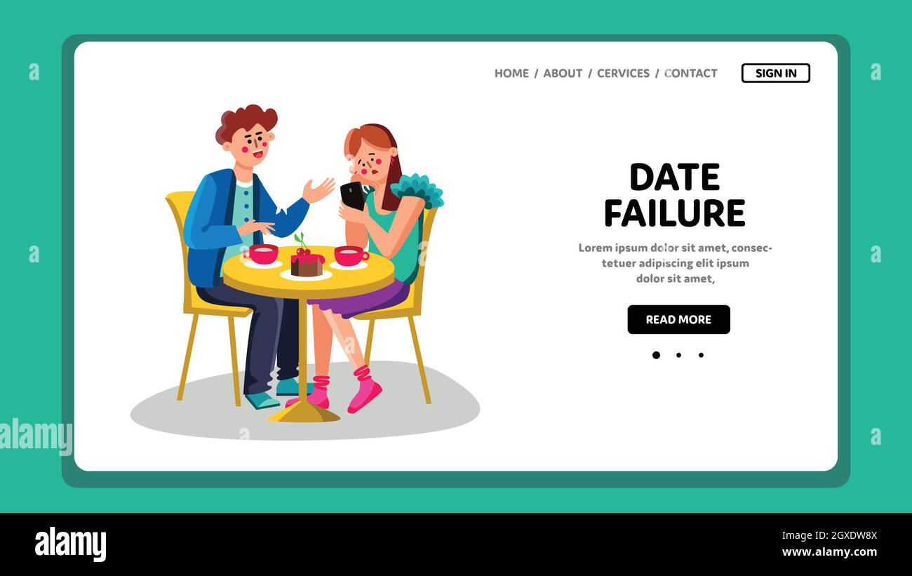 Date Failure Girl Ignore Boy In Restaurant Vector Stock Vector Image ...