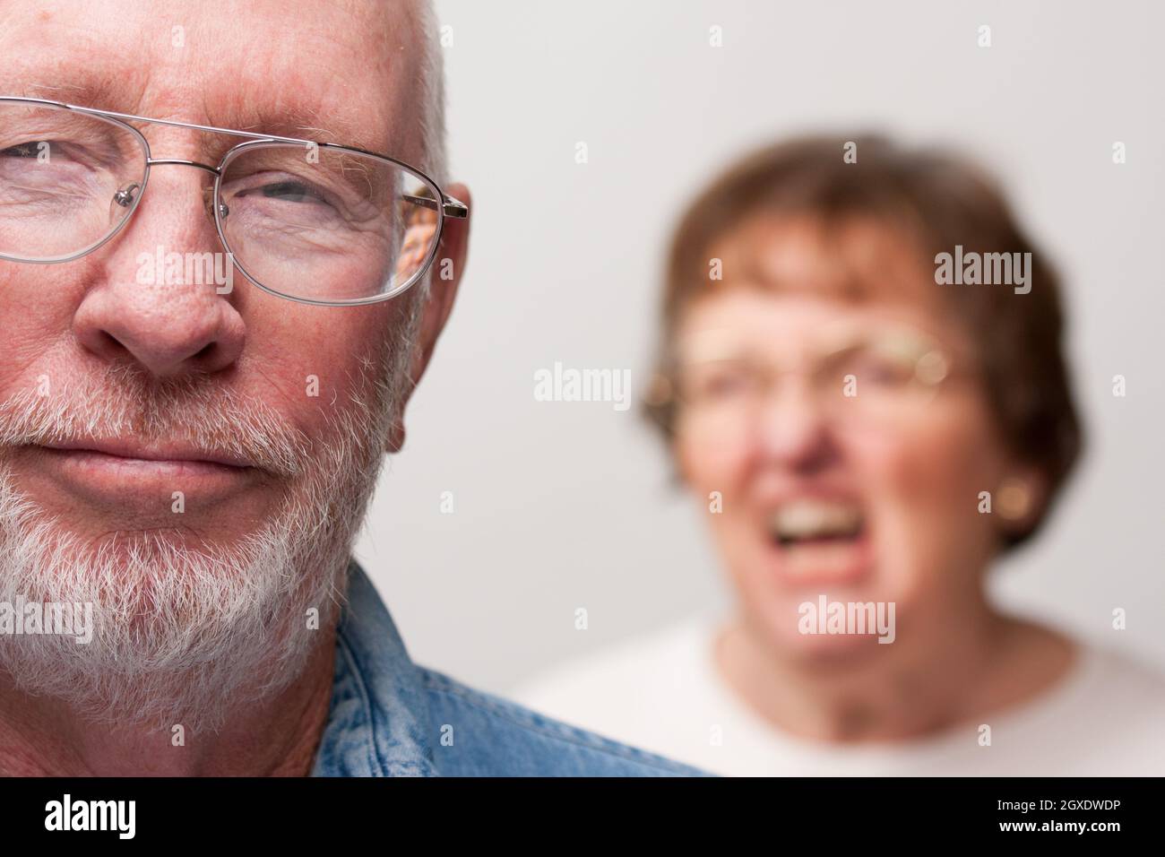 Angry Senior Couple in a Terrible Argument Stock Photo - Alamy