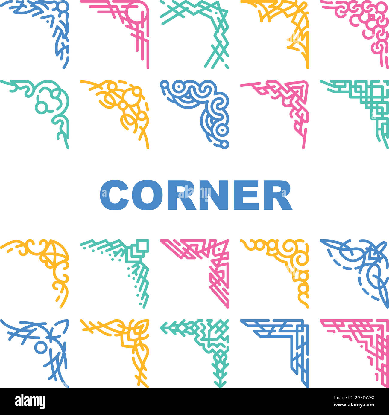 Corner Decoration Collection Icons Set Vector flat Stock Vector Image ...