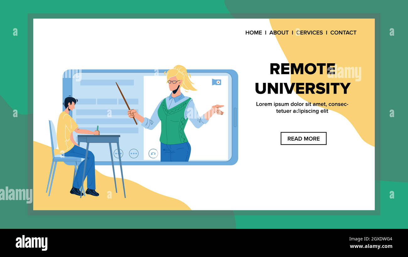 Remote University Course Listen Student Vector Illustration Stock ...