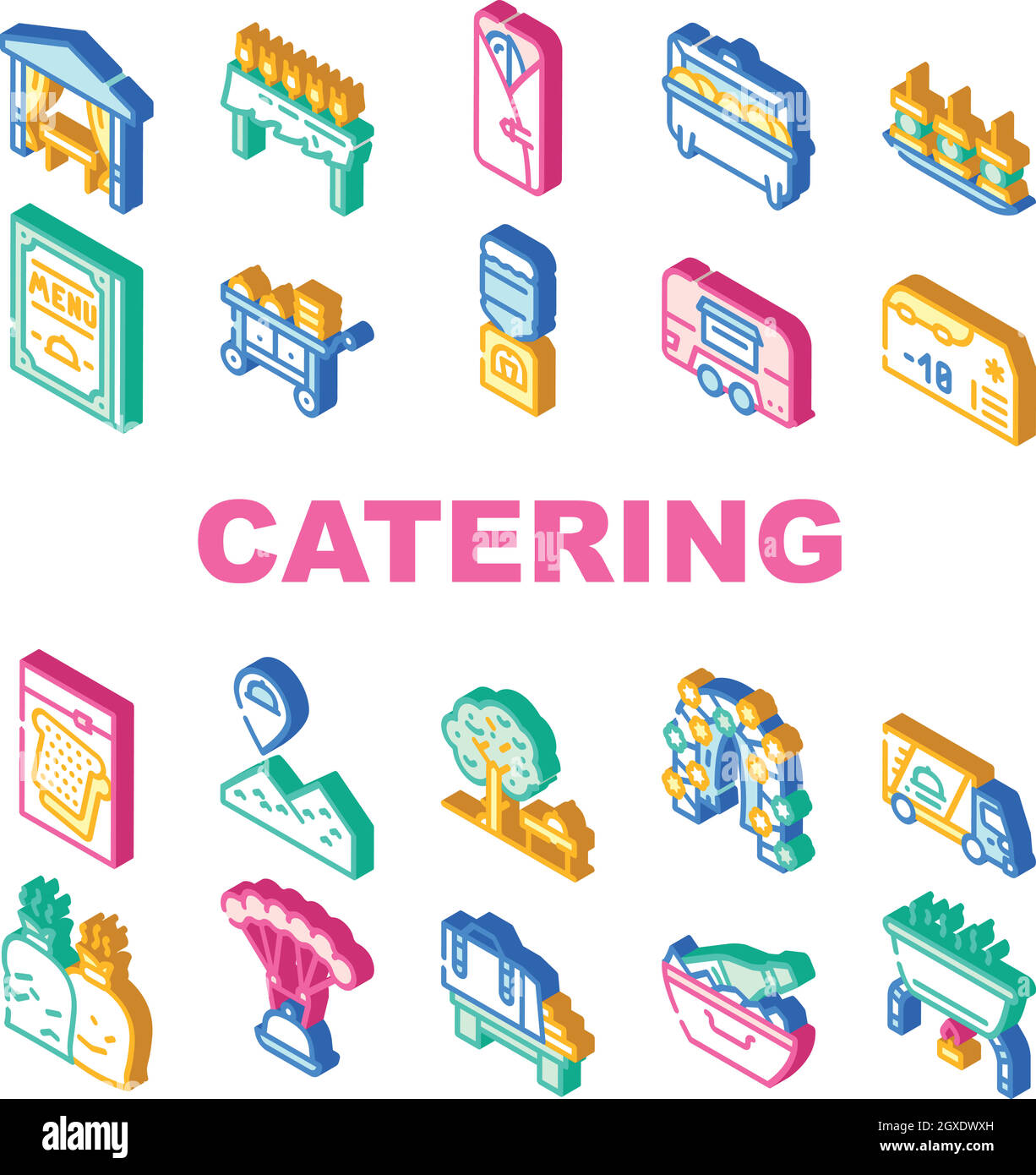 Catering Food Service Collection Icons Set Vector Stock Vector Image ...