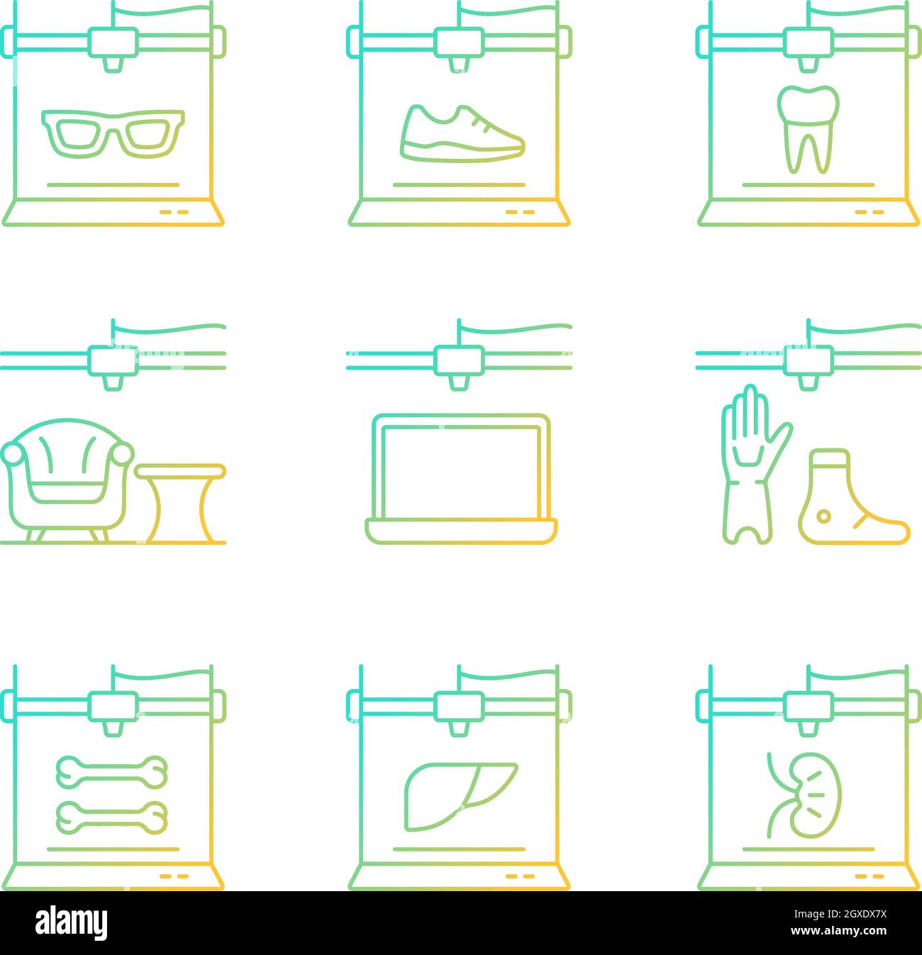 Additive Manufacturing Gradient Linear Vector Icons Set Stock Vector Image And Art Alamy