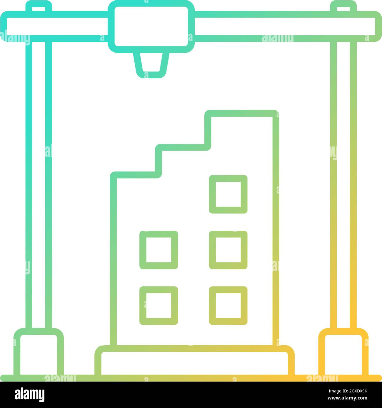 3d Printed Building Design Gradient Linear Vector Icon Stock Vector