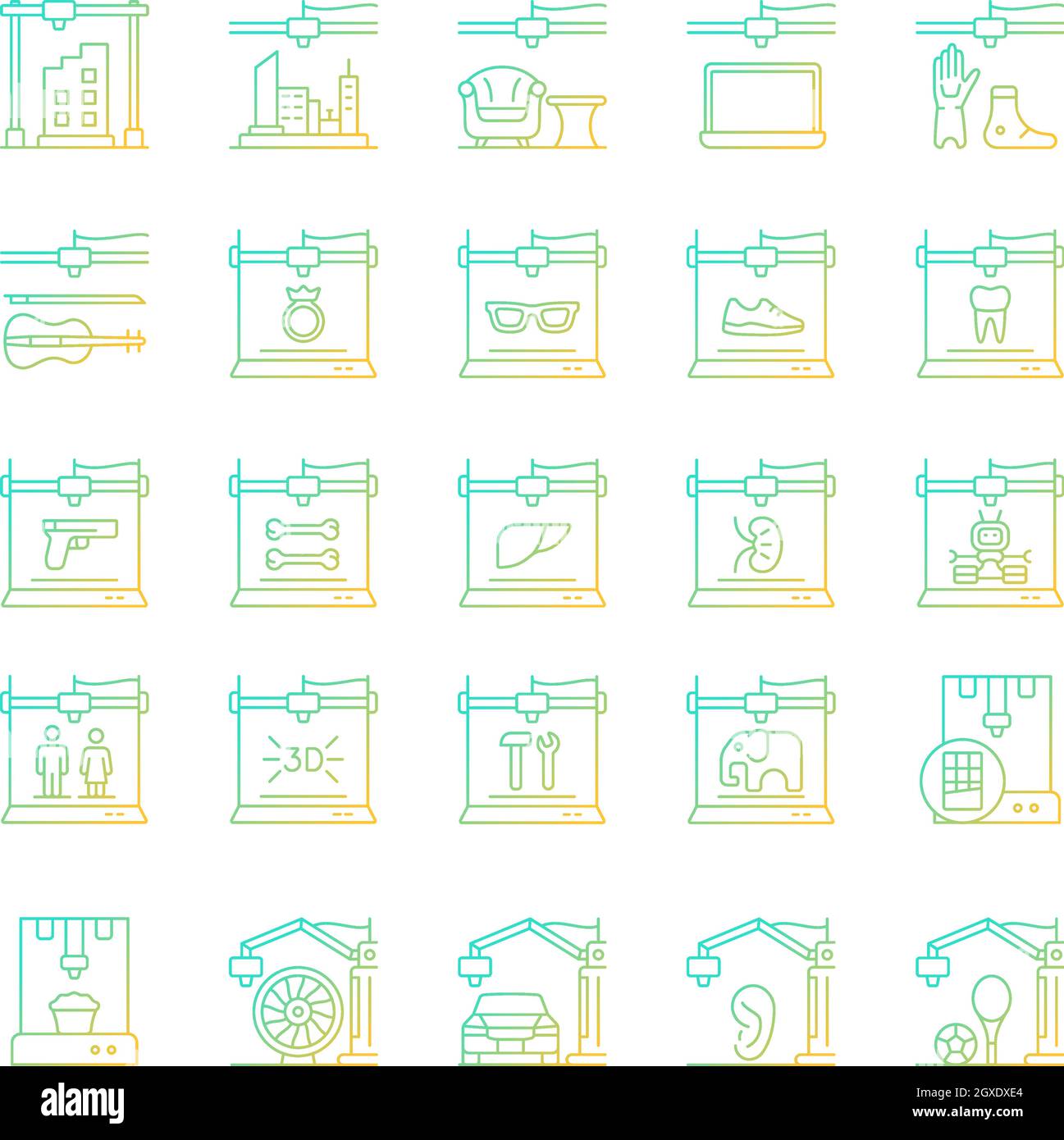 3d printing technology gradient linear vector icons set Stock Vector Image & Art - Alamy