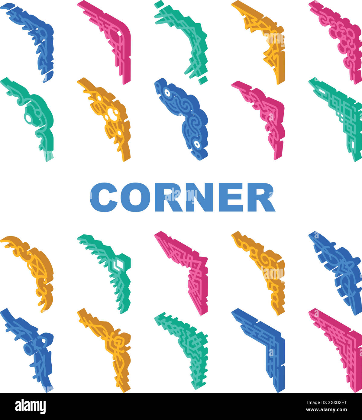 Corner Decoration Collection Icons Set Vector flat Stock Vector Image ...