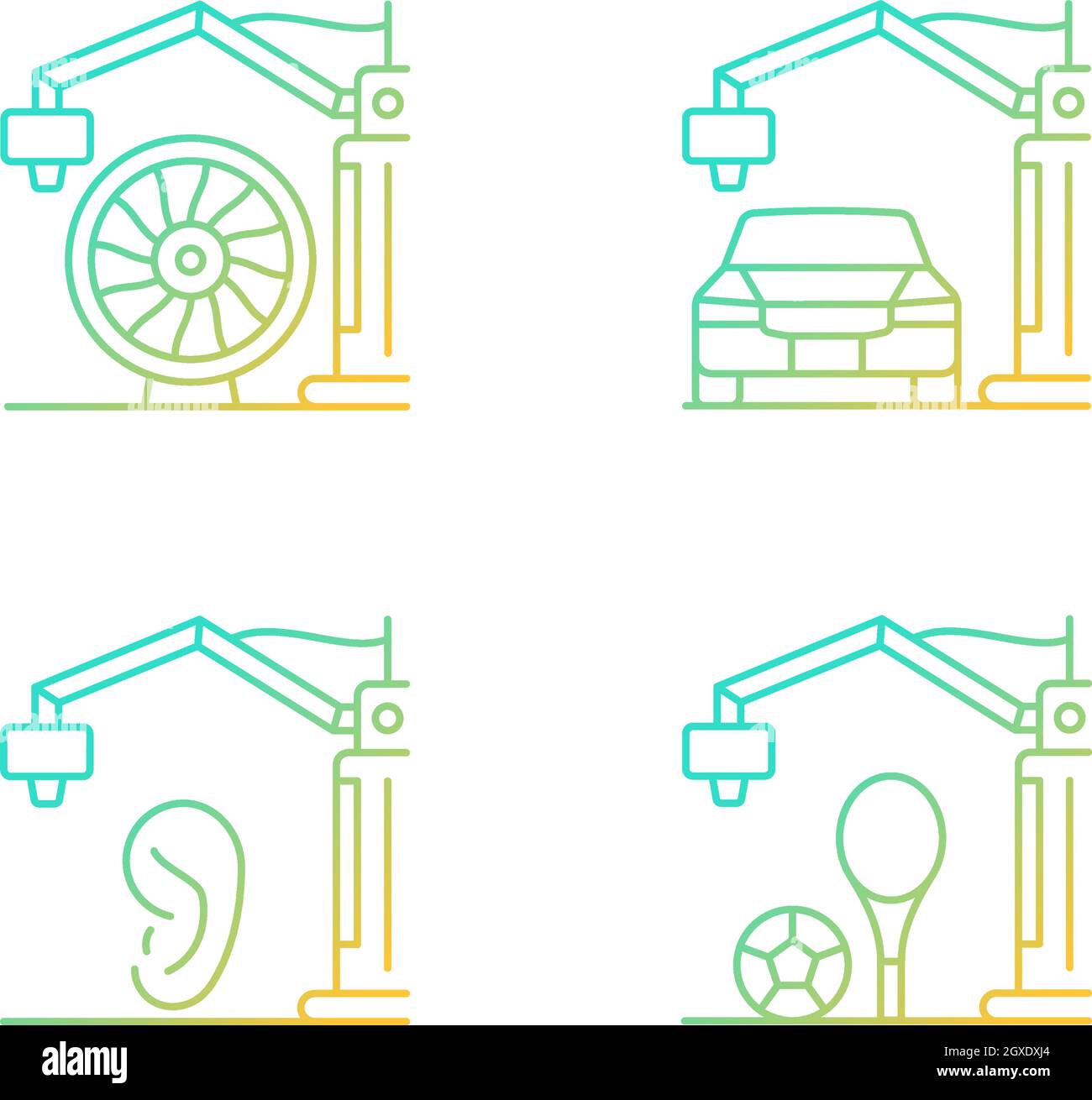 Manufacturing Process Gradient Linear Vector Icons Set Stock Vector