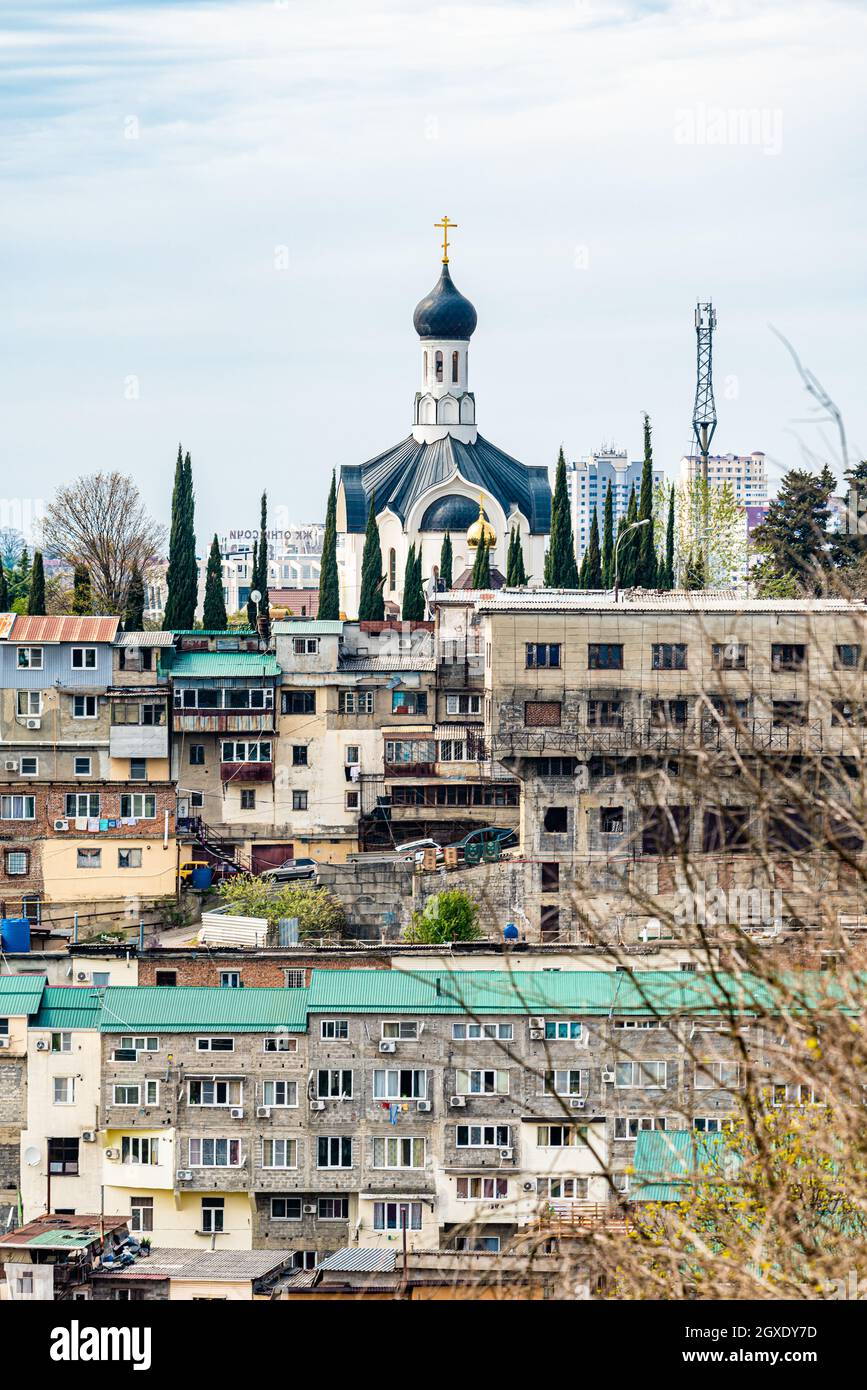 Chaotic development in Sochi. Slums in Sochi. Residential garages Stock ...