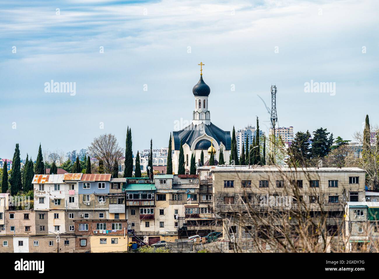 Chaotic development in Sochi. Slums in Sochi. Residential garages Stock ...