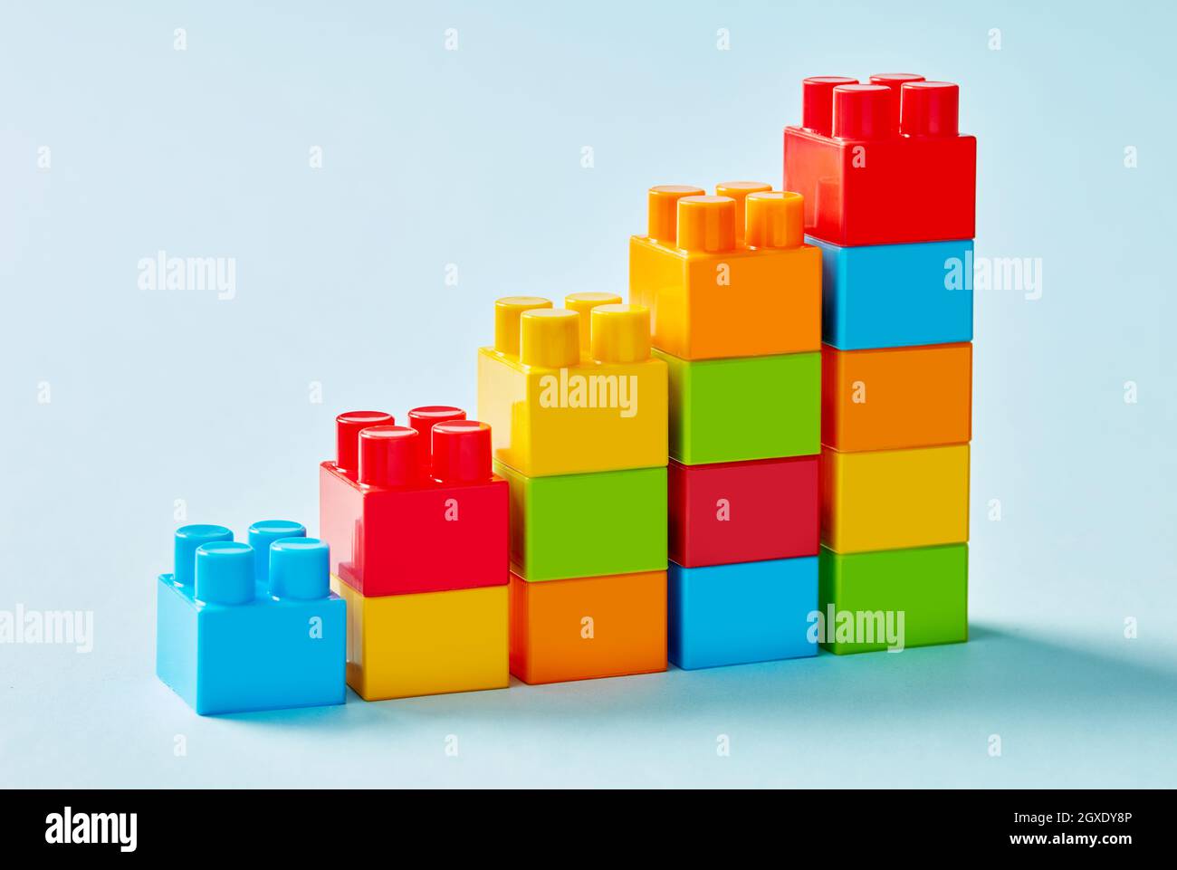 Multi-colored toy blocks chart Stock Photo - Alamy