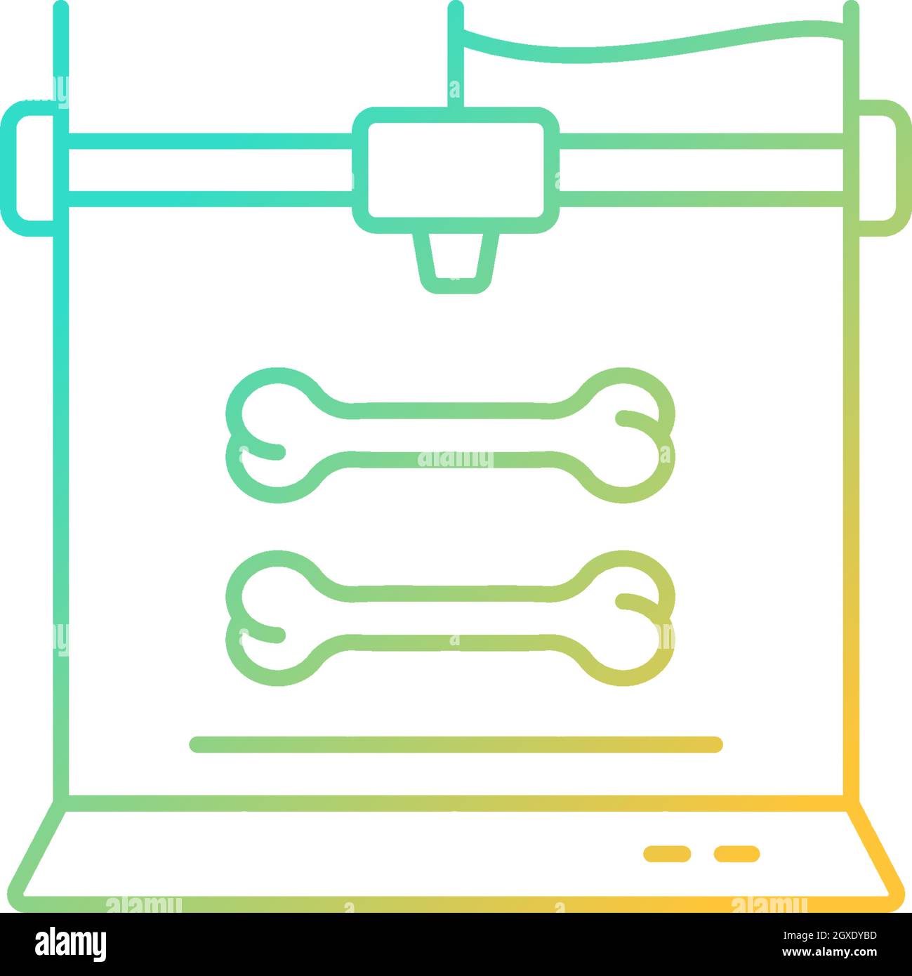 3d bone models printing gradient linear vector icon Stock Vector Image ...